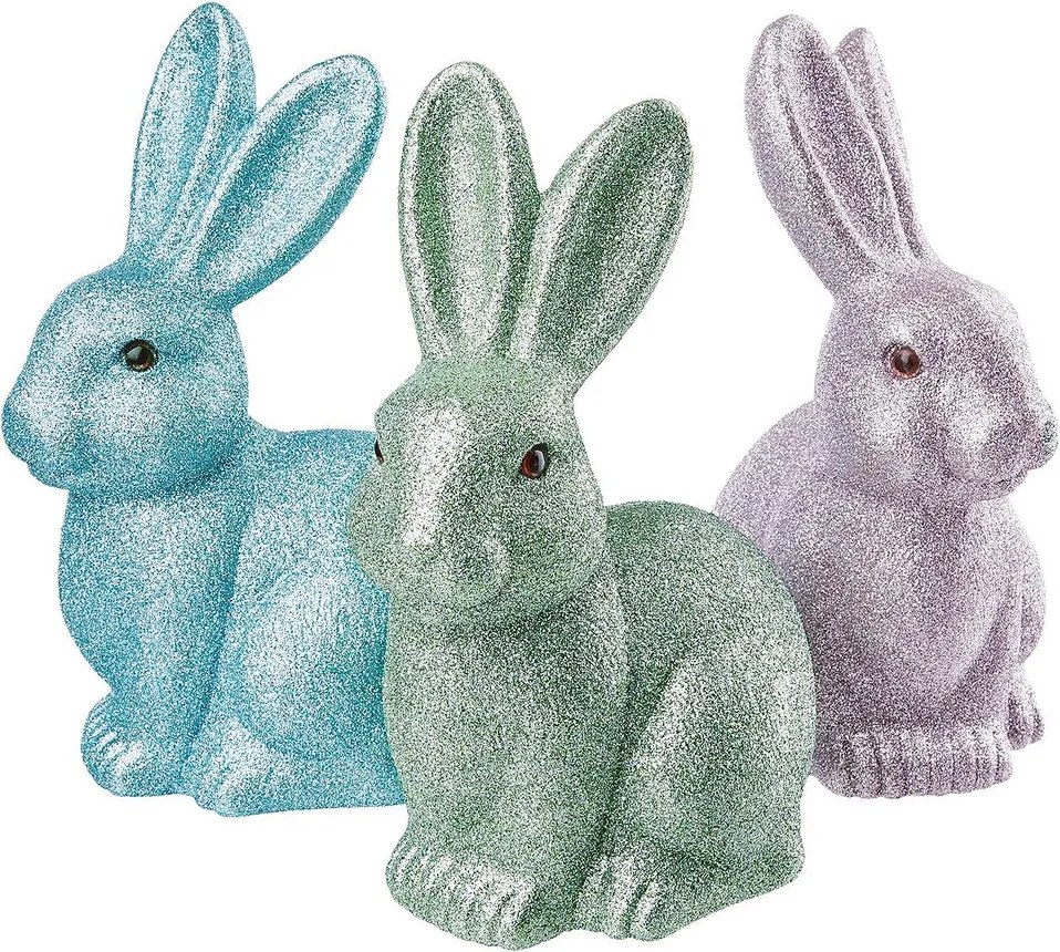 Butlers EASTER Velikonoční zajíček třpytivý 22 cm - modrá