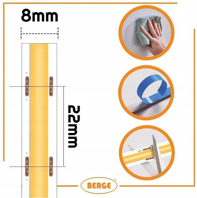 BERGE LED pásek COB Neon 24V - 480D - 9W/m - IP20 - 990lm - 1m - neutrální barva