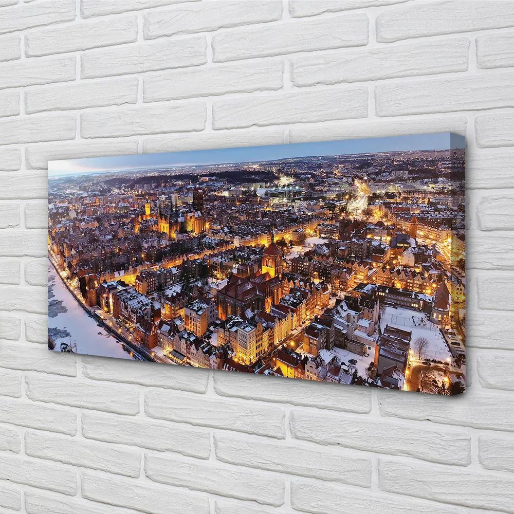 Obrazy na plátně Gdańsk Winter panorama řeka 100x50 cm