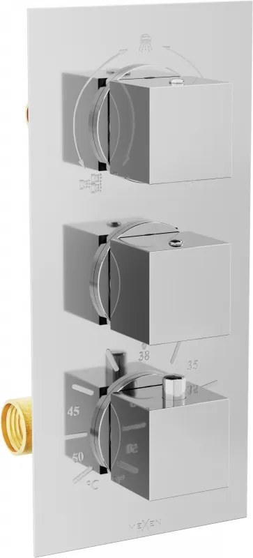 Mexen CUBE - 3-výstupová podomítková sprchová baterie, Chromová, 77503-00