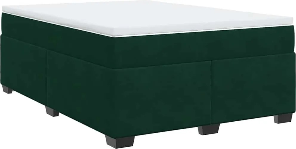 Box spring postel s matrací tmavě zelená 140x200 cm samet 3285290