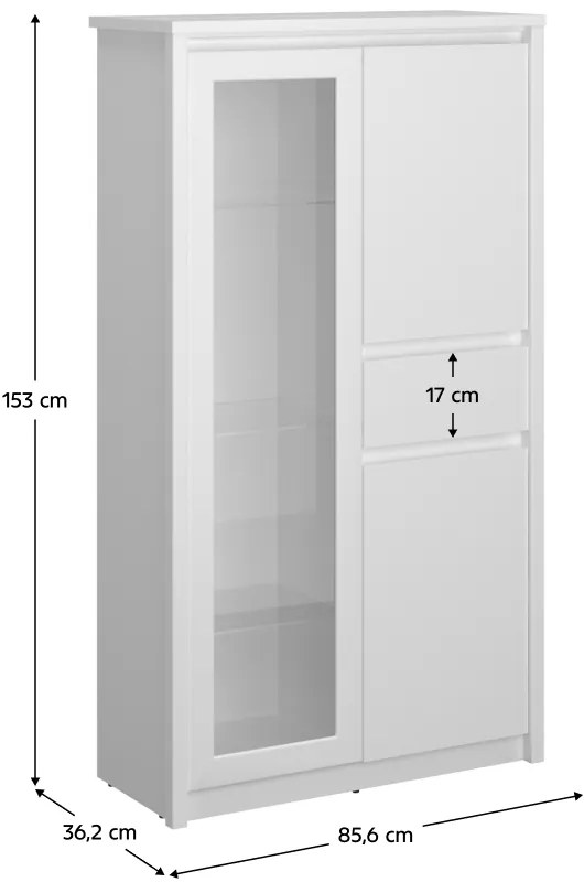 Kondela Nízká vitrína 2D1W1S, bílá, ERODIN