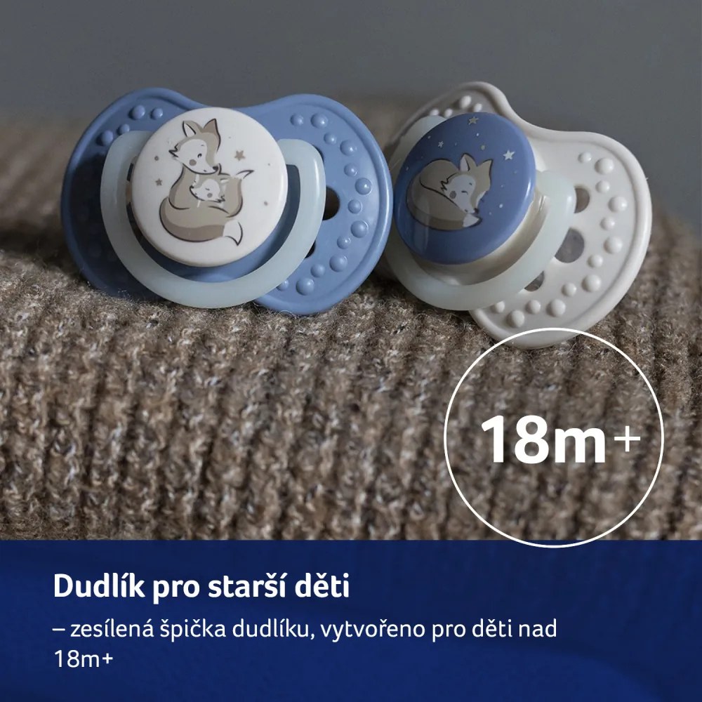 LOVI Dudlík svítící silikonový dynamický NIGHT&DAY 0-6m 2ks holka