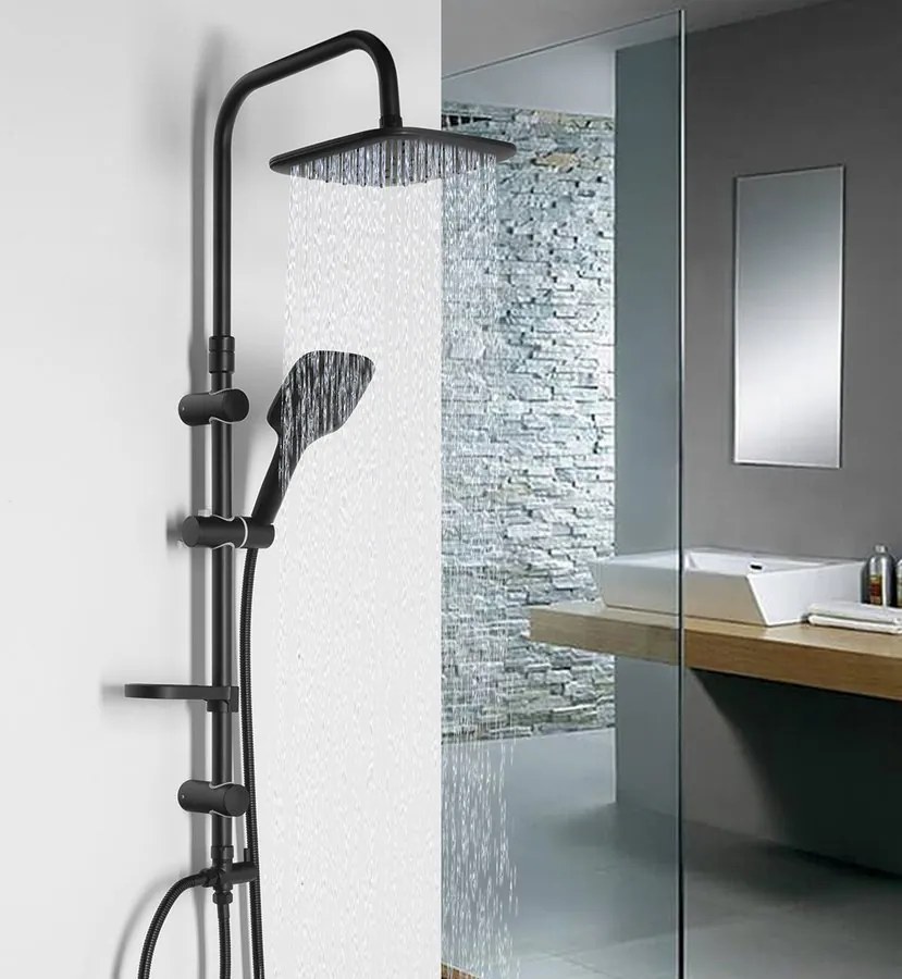 Aqualine, KERA sprchový sloup s připojením na baterii, černá, SL435