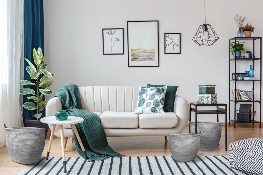 Tutumi, sada přírodních košíků 3ks BOHO YT21B-35, šedá, HOM-02808