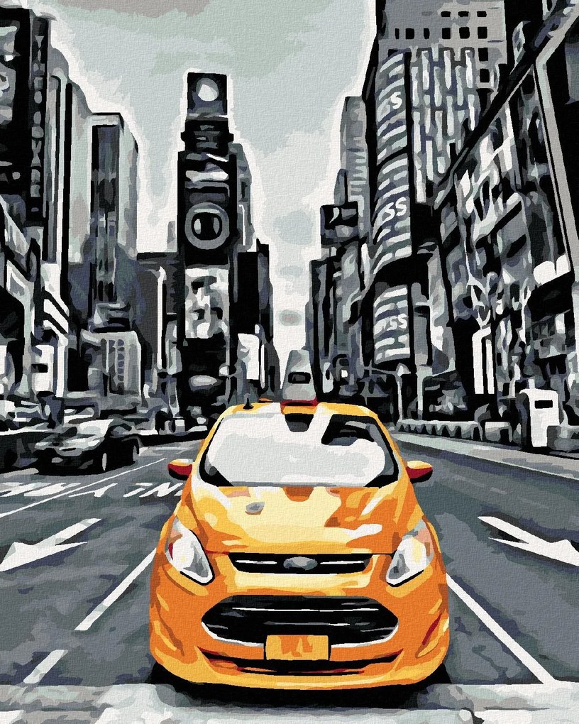 Malování podle čísel žluté taxi v new yorku, 80x100 cm, vypnuté plátno na rám