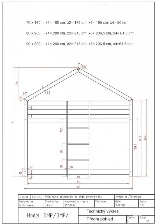 Adeko Patrová postel domeček Mila DMPA Velikost postele: 140x70 cm Barva: dekor přírodní dřevo přírodní