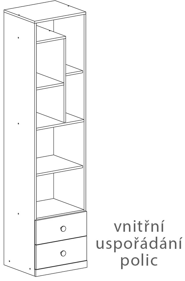 Dětský pokoj PIXEL | sestava B | 4 díly | dub/bílá lux/šedá