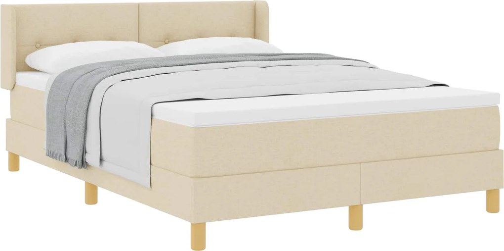 Postel s boxspringem s čelo Krémová 200 x 160 cm textil 3341305