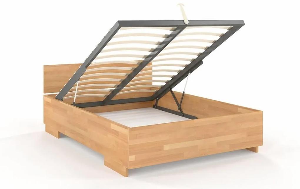 Prodloužená postel s úložným prostorem Bergman - buk   , Buk přírodní, 120x220 cm