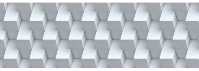 DIMEX | Fototapeta do kuchyně 3D krychlová zeď KI-180-096 | 180 x 60 cm | bílá, šedá