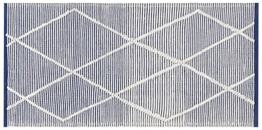 Bavlněný koberec 80 x 150 cm bílý/ modrý SYNOPA Beliani