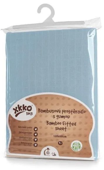 Kikko Bambusové prostěradlo s gumou XKKO BMB 120x60 Baby Blue