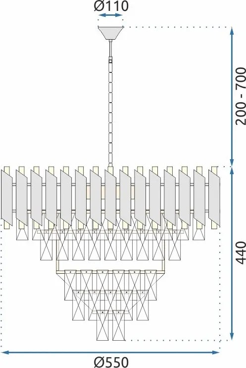 Toolight Toolight, stropní závěsná křišťálová lampa 9xE14 APP1058-CP, černá-zlatá, OSW-04400