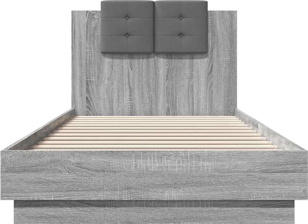 Rám postele s čelem a LED osvětlením šedý sonoma 90 x 200 cm 3210036