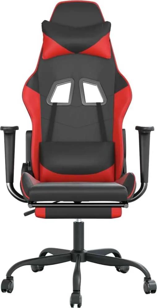 vidaXL Masážní herní židle s podnožkou umělá kůže [345412] Barva: Černá
