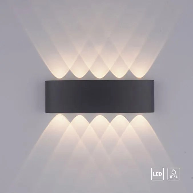 PN 9489-13 CARLO LED nástěnná lampa, 10 bodovek, antracit, venkovní a vnitřní, dekorativní 3000K - PAUL NEUHAUS