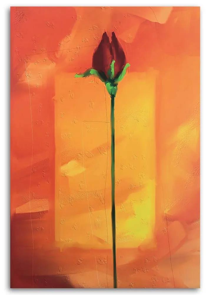 Gario Obraz na plátně Červená růže na oranžovém pozadí Rozměry: 40 x 60 cm