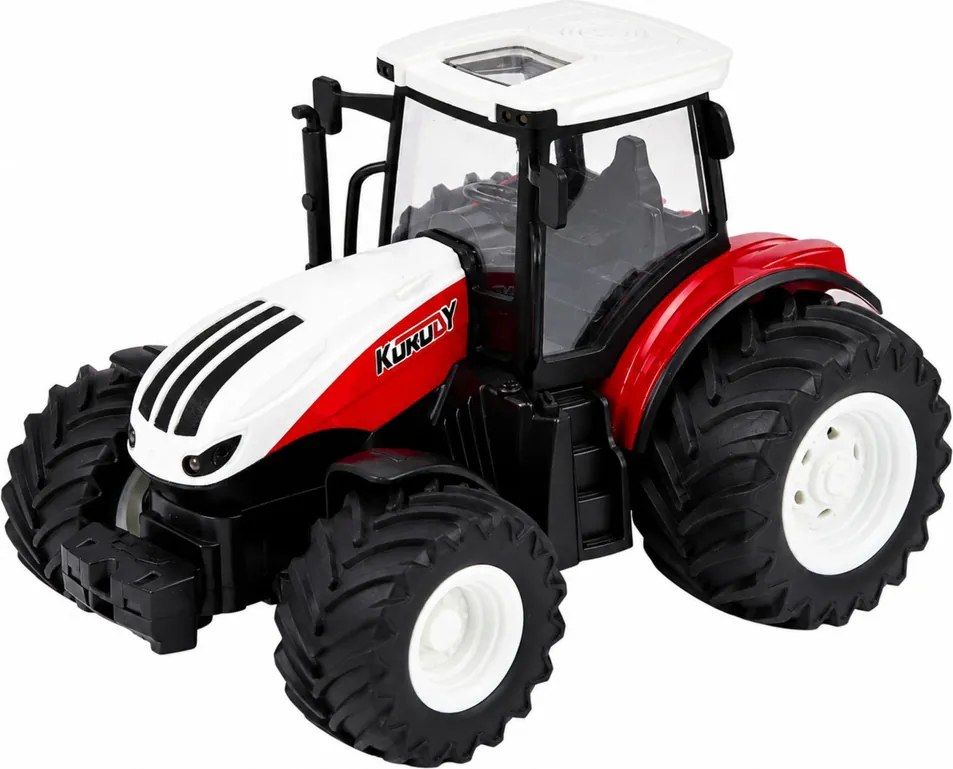 LEAN Toys Zemědělský traktor s vyklápěcím přívěsem, dálkově ovládaný, světla a zvuky, měřítko 1:24