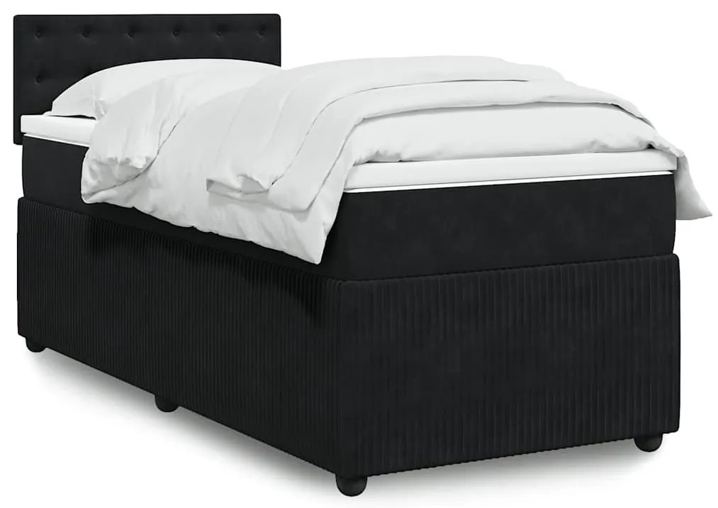 Box spring postel s matrací černá 90x190 cm samet 3287616