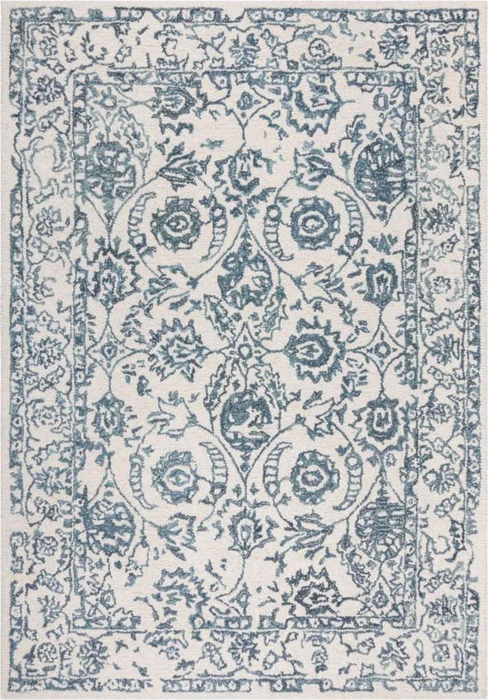 Kusový koberec Wool Loop Yasmin Ivory/Blue, 120x170, modrá, kancelária, Flair Rugs