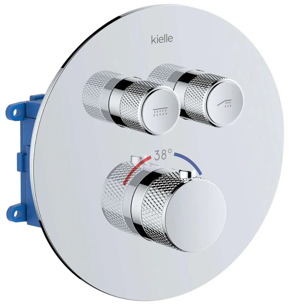 kielle Oudee - Termostatická baterie pod omítku, včetně tělesa, pro 2 spotřebiče, chrom 10602200