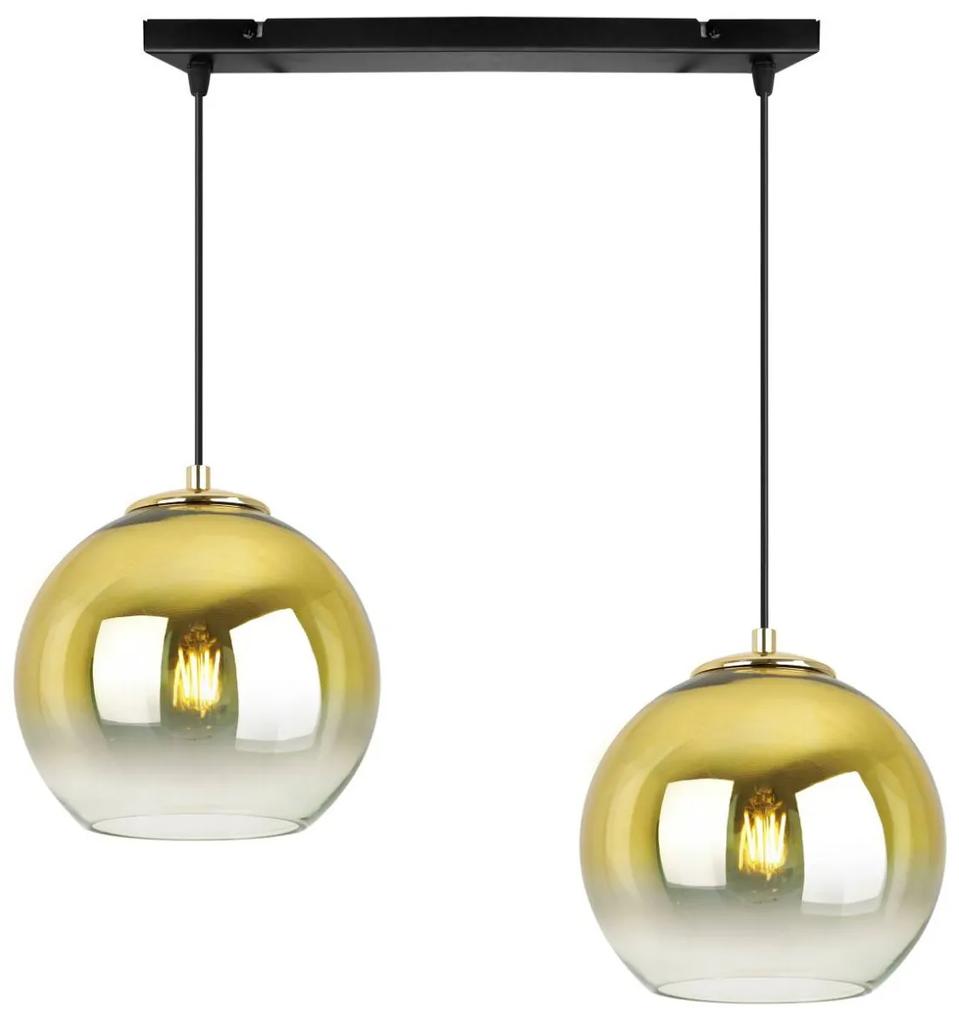 Závěsné svítidlo BERGEN GOLD, 2x zlaté/transparentní skleněné stínítko (fi 20cm)