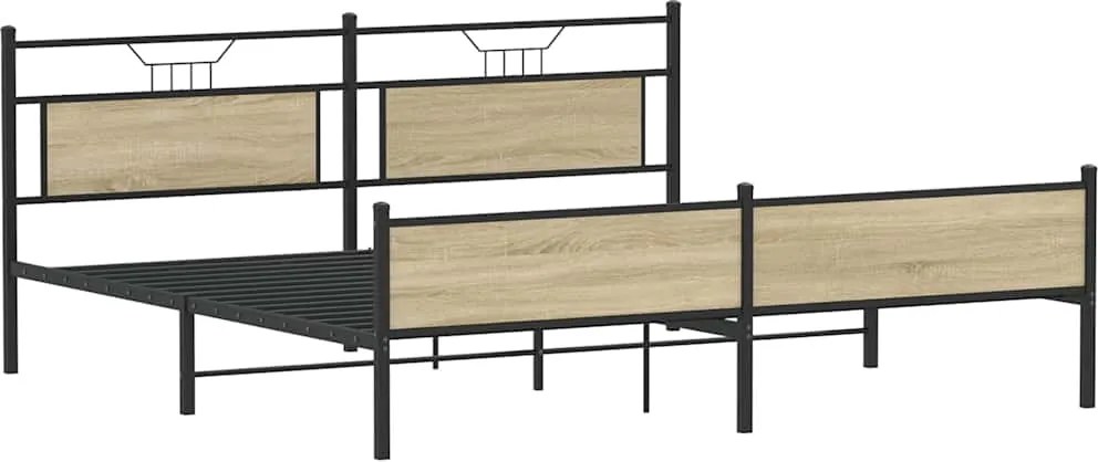 Kovový rám postele bez matrace dub sonoma 200 x 200 cm 3325128