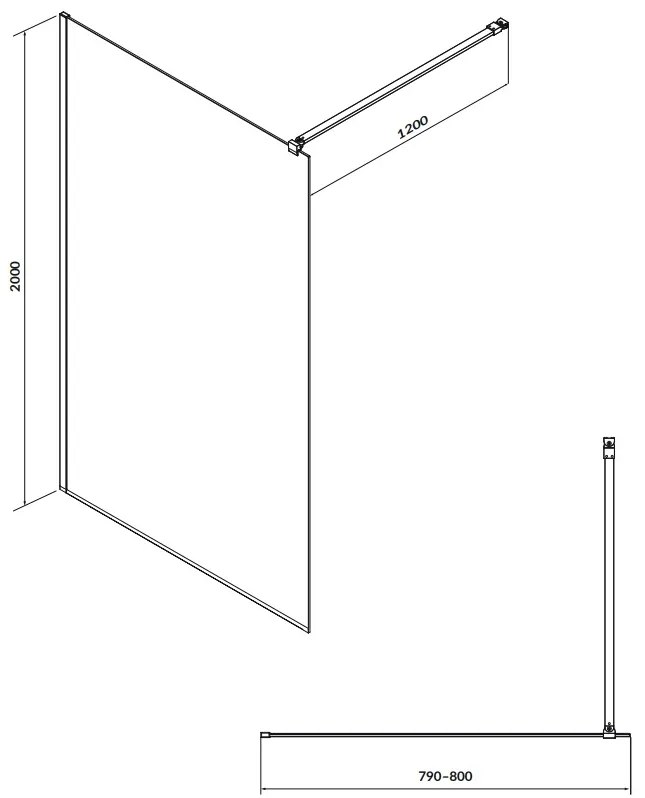 Cersanit Mille, sprchová zástěna typu Walk-In 80x200 cm, 8mm čiré sklo, chromový profil, S161-005