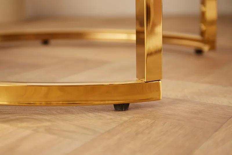 Noble Home 2 dílný set zlatých kulatých odkládacích stolků Elegance