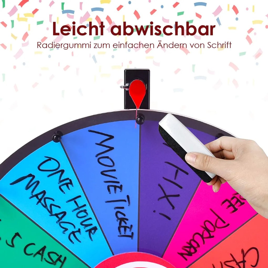 Costway Kolečko 18" Wheel of Fortune s gumou a fixem pro loterijní hry φ48 cm