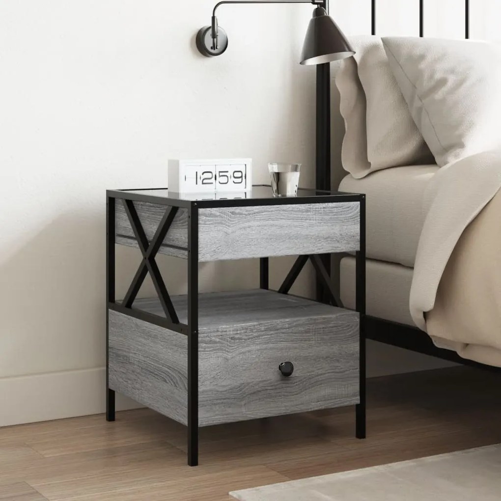 Noční stolek s Infinity LED šedý sonoma 40 x 40 x 51 cm 3284104