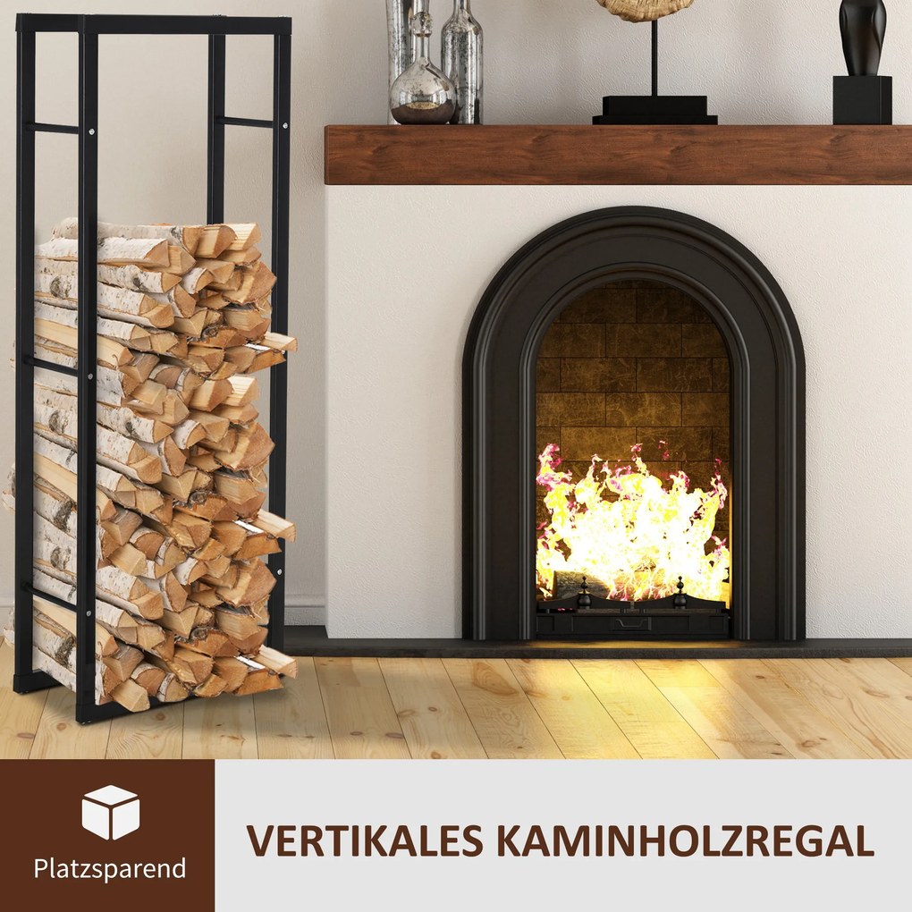HOMCOM Držák na dřevo Metal 40 x 25 x 150 cm Úložná pomůcka na dřevo Ocelový rám až do 100 kg Přístřešek na dřevo Venku Dřevěný rack pro zahradu a te…