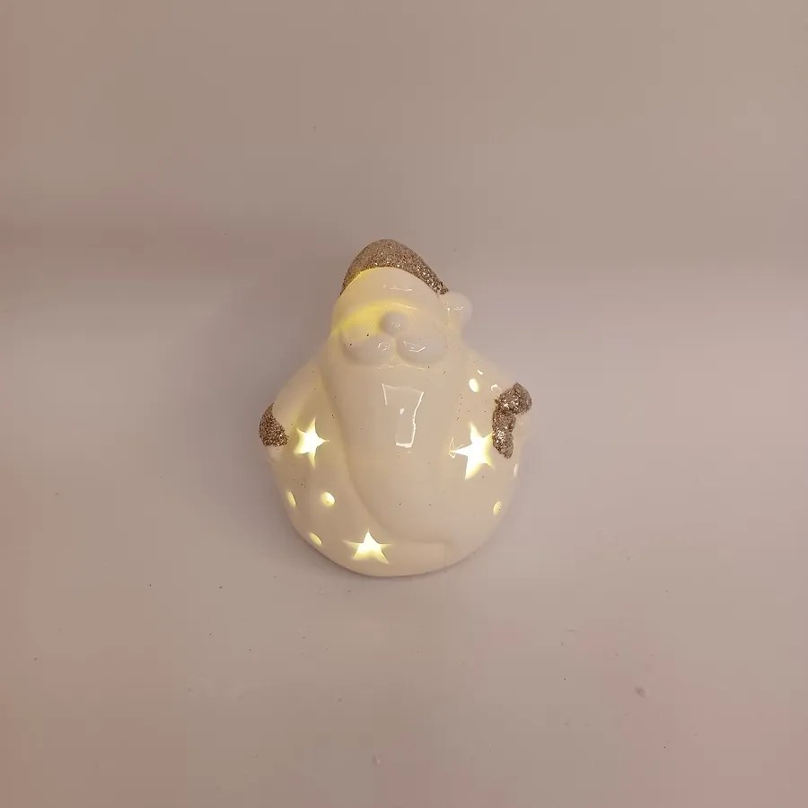 LED keramický santa, 7,6 × 7 × 7,8 cm, teple bílá, 2× LR44