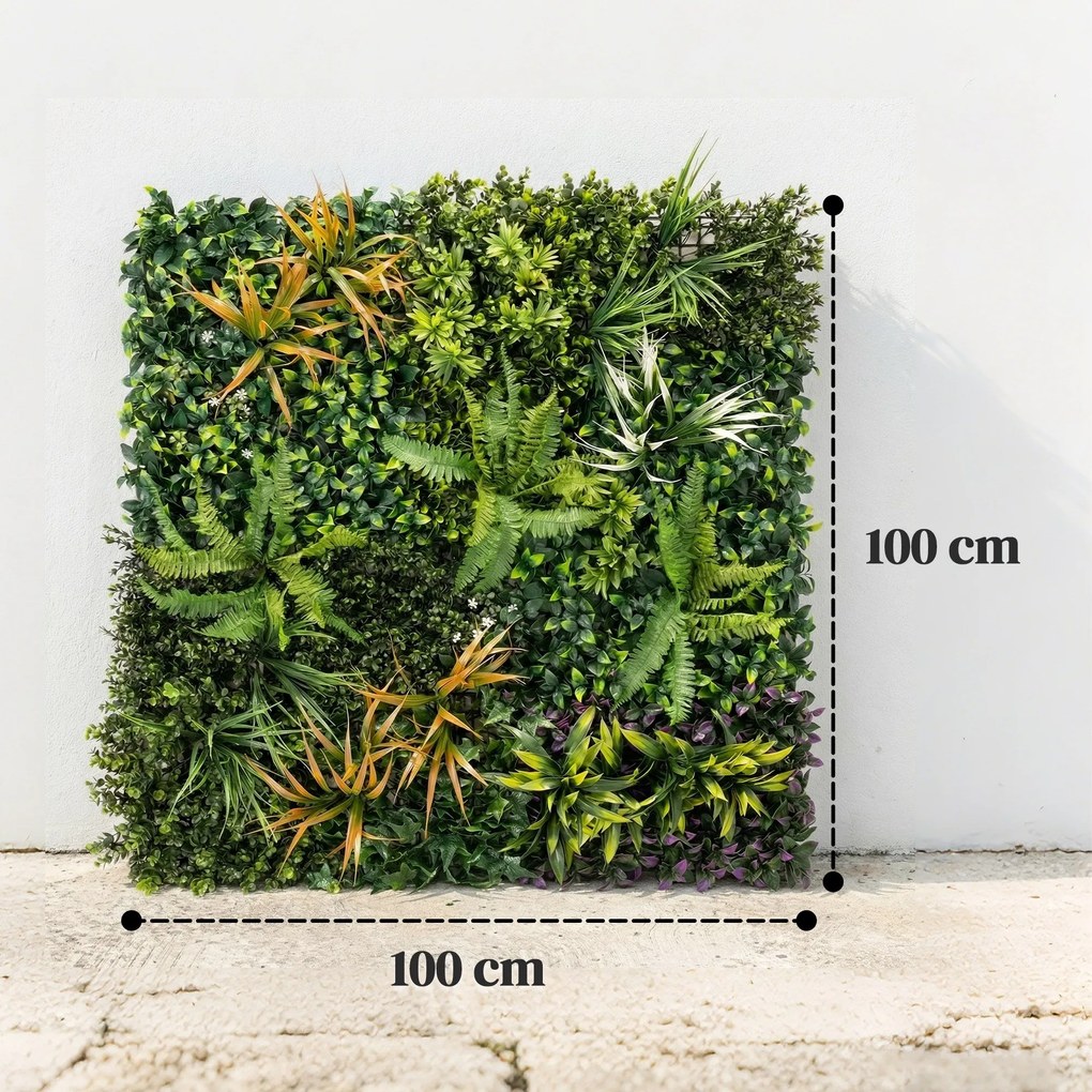 Outsunny umělý panel břečťanu, 1 x 1 m (100 x 100 cm) — panel pro soukromí pro balkon, terasu a venkovní dekor
