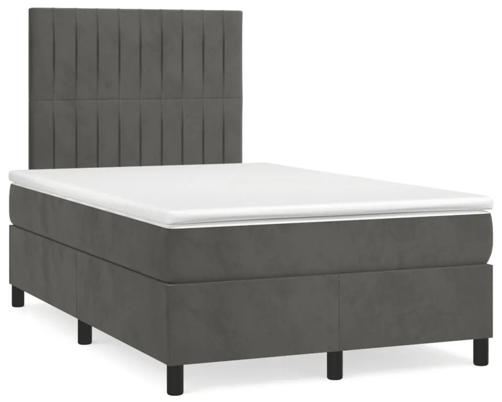 Box spring postel s matrací a LED tmavě šedá 120 x 190 cm samet 3270324