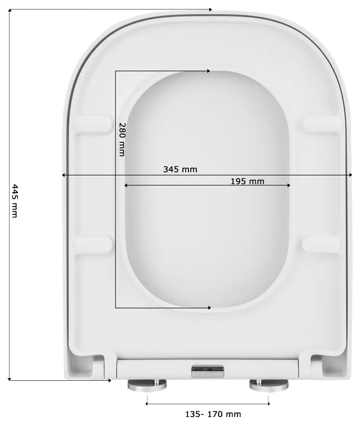 Gamma Lumino, toaletní WC sedátko 445x345mm z polypropylenu s pomalým zavíráním, bílá, GAM-LUMINO
