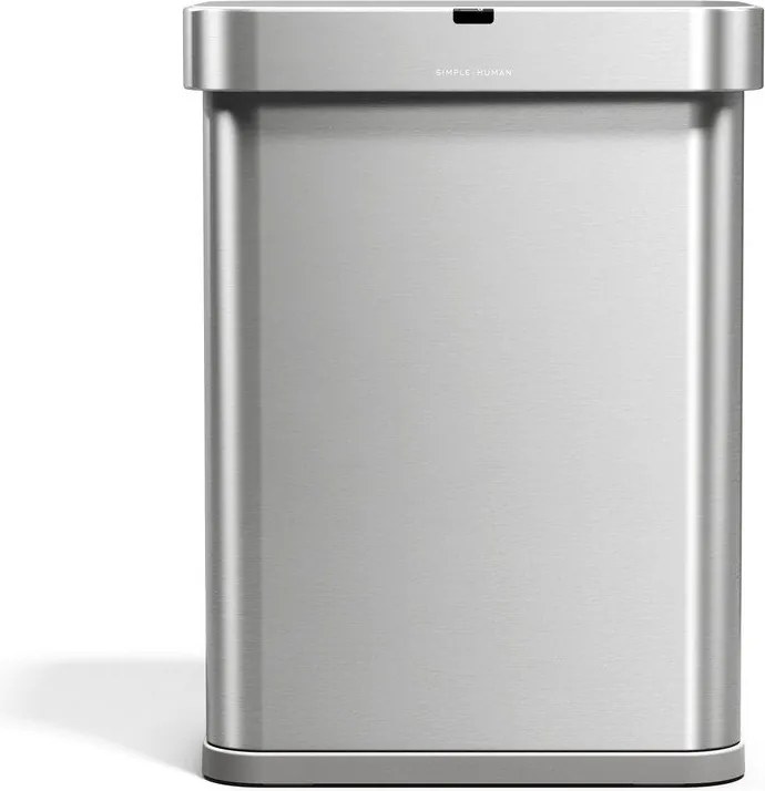 Bezdotykový ocelový odpadkový koš ve stříbrné barvě 58 l Sensor – simplehuman