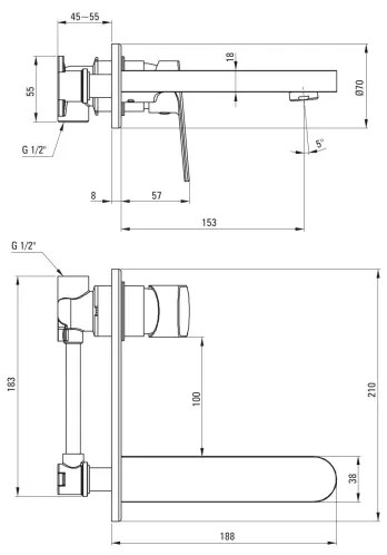 Deante BGA_054L - Umyvadlová baterie pro pod. instalaci ALPINIA lesklý chrom