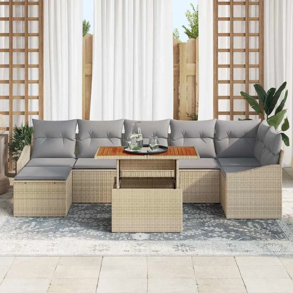 Sada zahradních pohovek 8 ks Beige a šedá 3349867