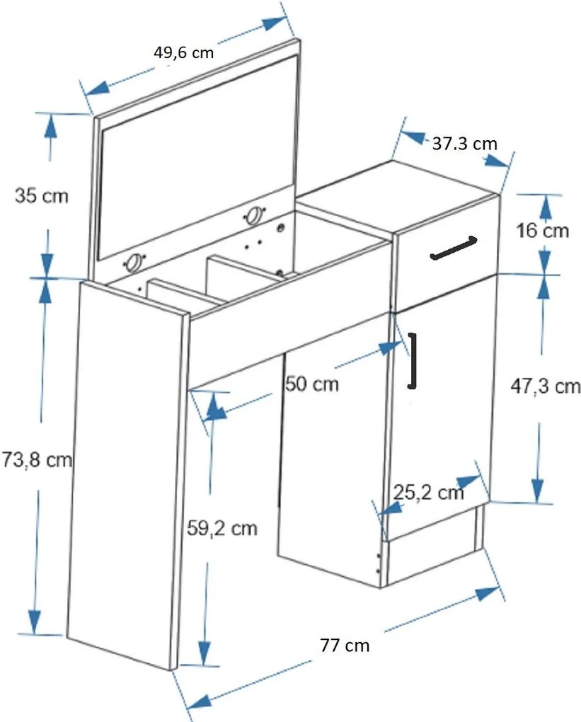 JUKTA toaletní stolek se zrcadlem, bílá