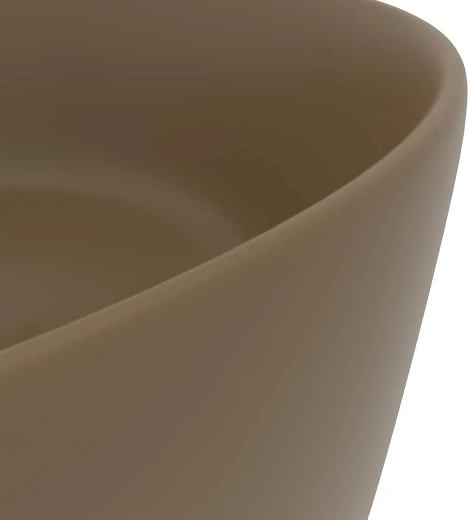 Luxusní umyvadlo kulaté matné krémové 40 x 15 cm keramické 147018