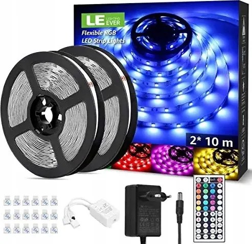 Led pásek 20 m (2 x 10 m), Rgb Led pásek, 5050