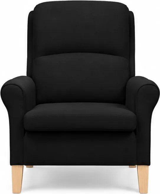 křeslo relaxační, odpočinkové, ušák, dřevo/textil, 101x95x75 cm, přírodní/černá, Dekorino KR20260039