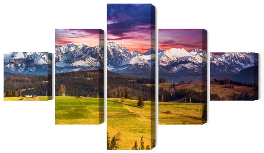 Vícedílný obraz Krajina S Polskými Tatrami 3D Nedostatek Nedostatek Plátno Canvas 250x150
