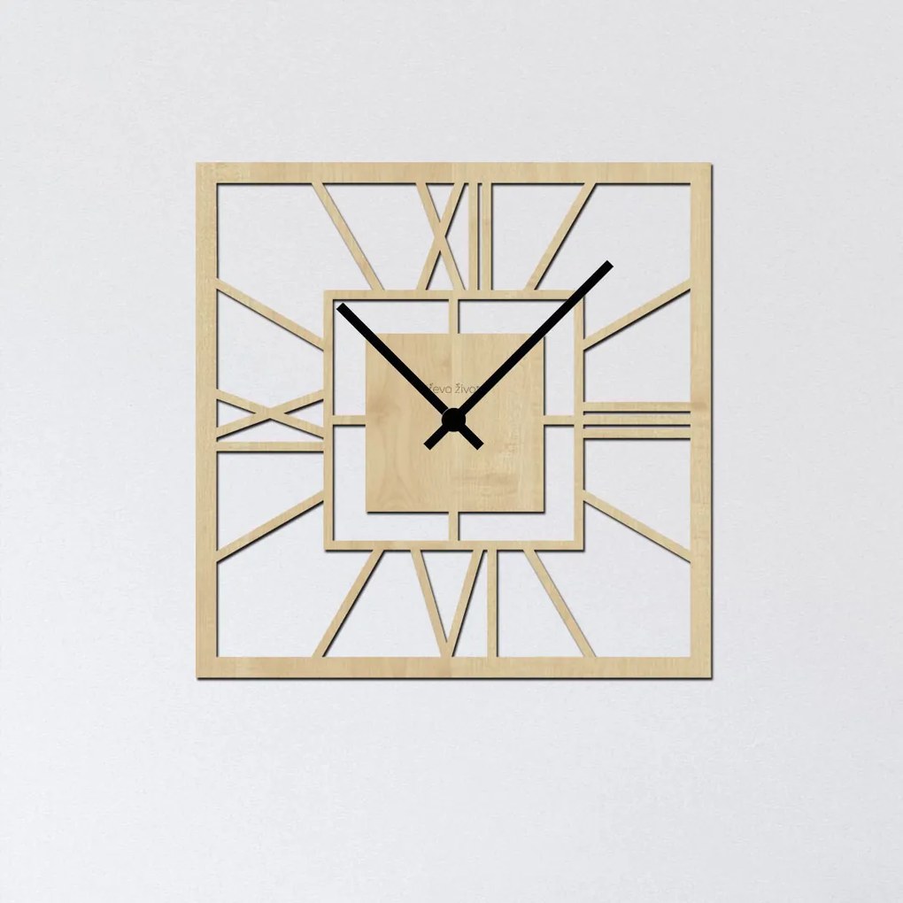 dřevo života Nástěnné hodiny SQUARE Barevný vzor: Černá, Velikost hodin: 50x50