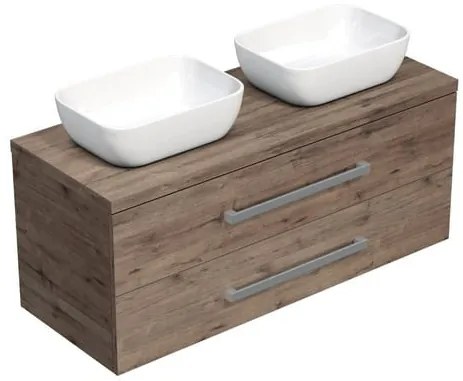 Koupelnová skříňka s krycí deskou SAT Cube Way 120x53x46 cm dub Wellington mat CUBE461203DW45