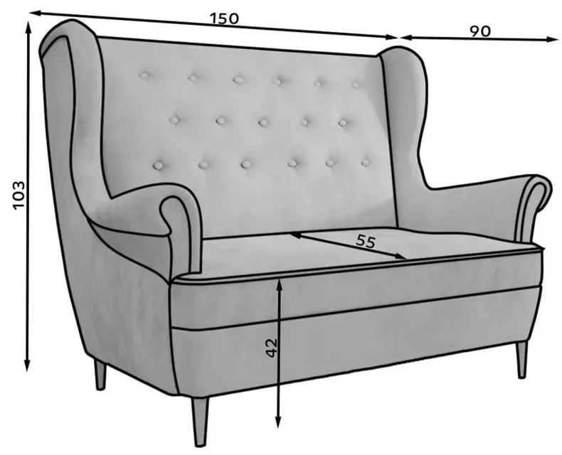 Žlutá pohovka 150 cm Aros – ELTAP
