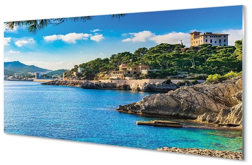 Obraz na skle Španělsko Mořské pobřeží horách 140x70 cm