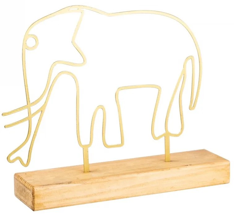 Kovová dekorace Elephant 30 cm zlatá
